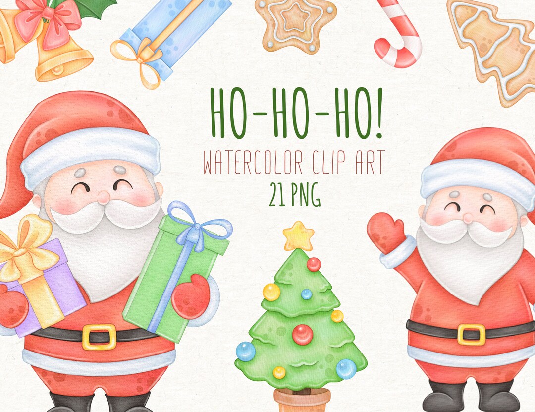 Watercolor Santa Claus Clip Art, Cute Christmas Clipart Png, Digital ...