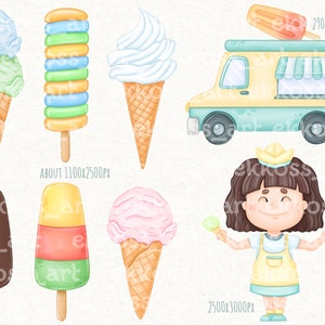 Watercolor Ice Cream Clipart, Summer Clip Art, Instant Download, Png - Etsy