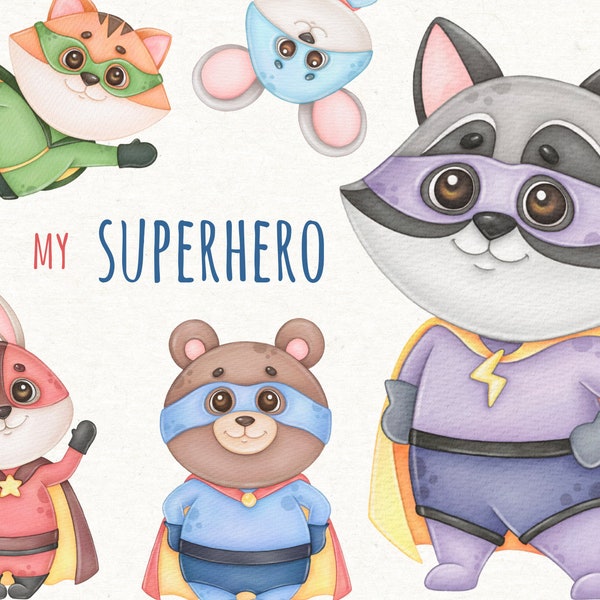 Superhero Clipart - Etsy