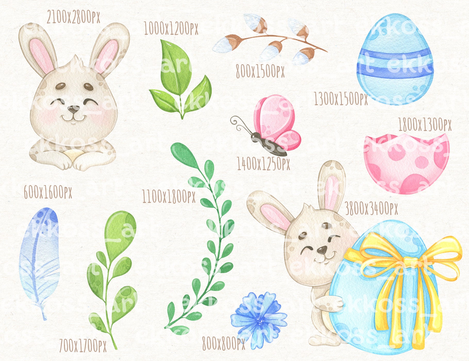 Easter Bunny Watercolor Clipart Spring Clip Art - Etsy