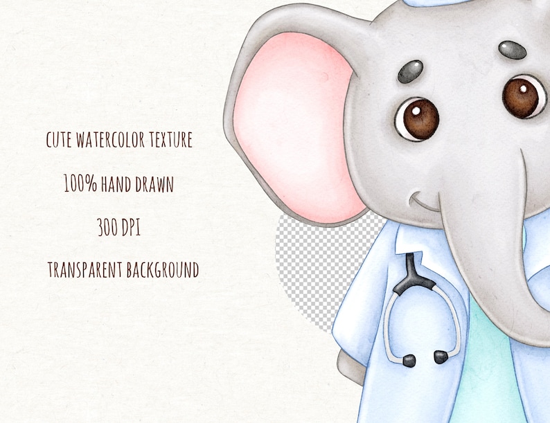 Doctor Animal Watercolor Clipart Medical Clip Art Png - Etsy