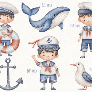 Cute Sailors Watercolor Clipart, Digital Nautical Png Clip Art - Etsy