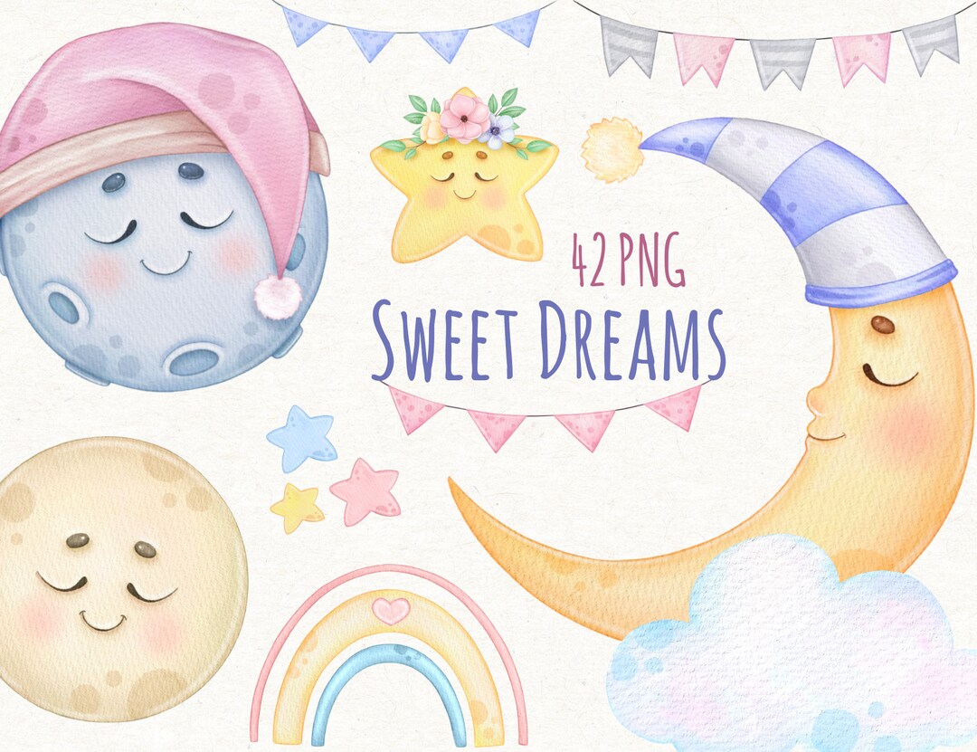 Good Night Planet Clip Art, Sleeping Space Clipart, Instant Download - Etsy