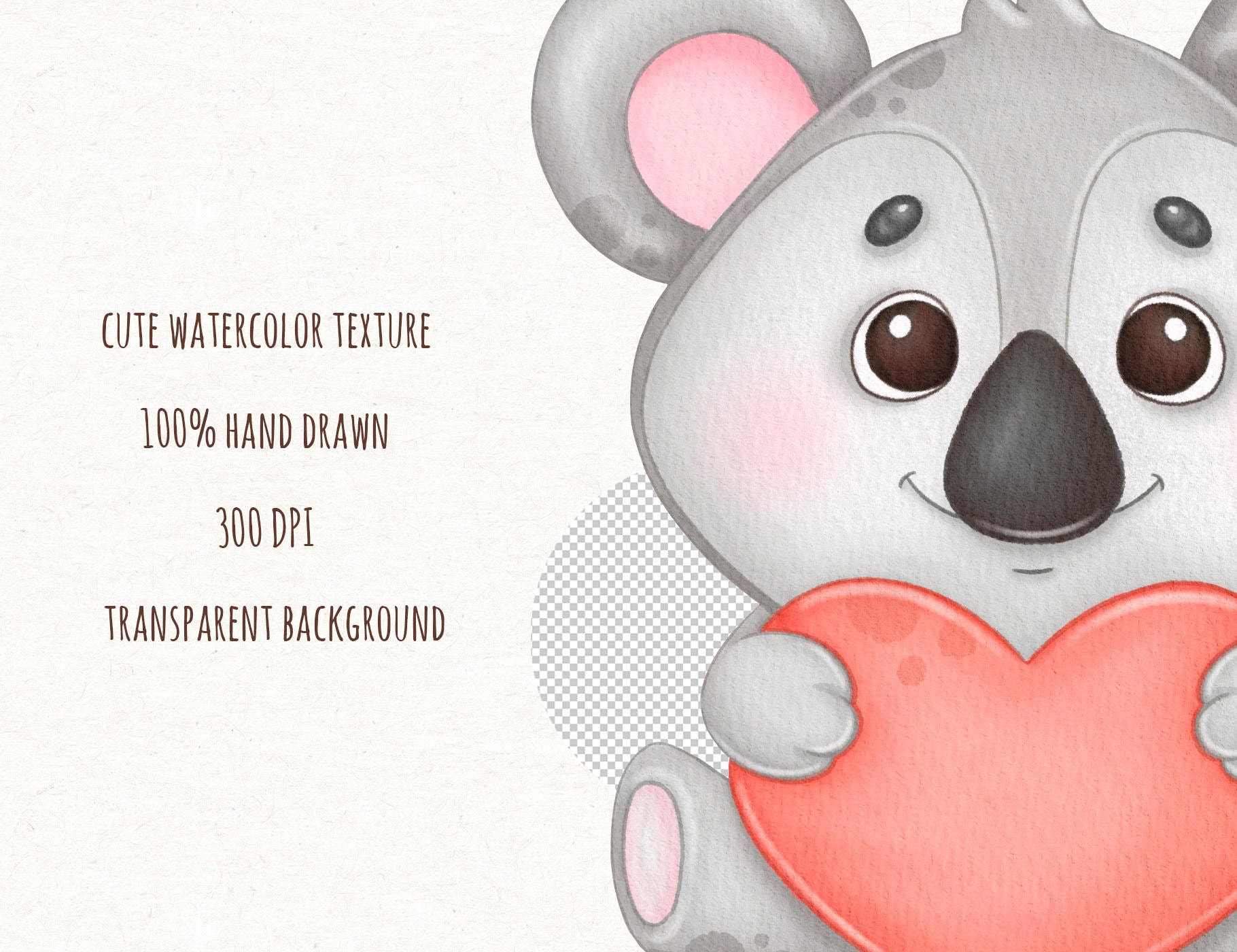 Valentines Day Watercolor Clipart Cute Animals in Love PNG | Etsy