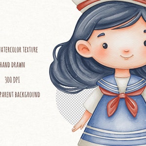 Cute Sailors Watercolor Clipart, Digital Nautical Png Clip Art - Etsy