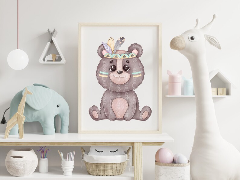 Watercolor Boho Animals Clipart, Woodland Animal Png, Instant Download ...