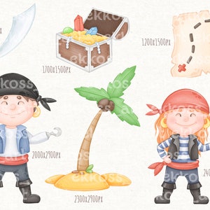 Cute Pirates Children Clipart, Ocean Watercolor Clipart - Etsy