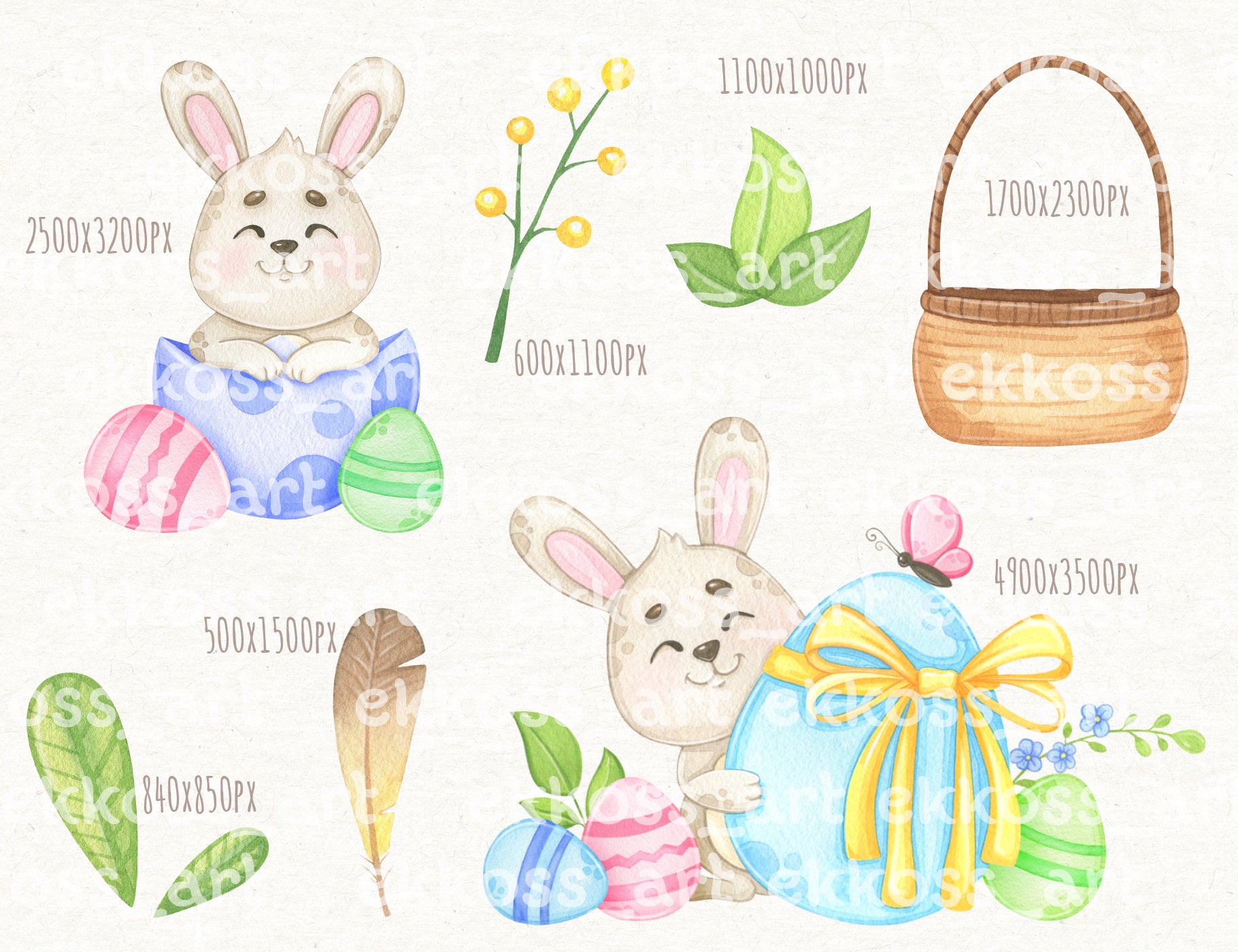Easter Bunny Watercolor Clipart Spring Clip Art - Etsy