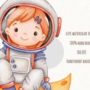 Astronaut Children Watercolor Clipart, Space Clipart PNG - Etsy