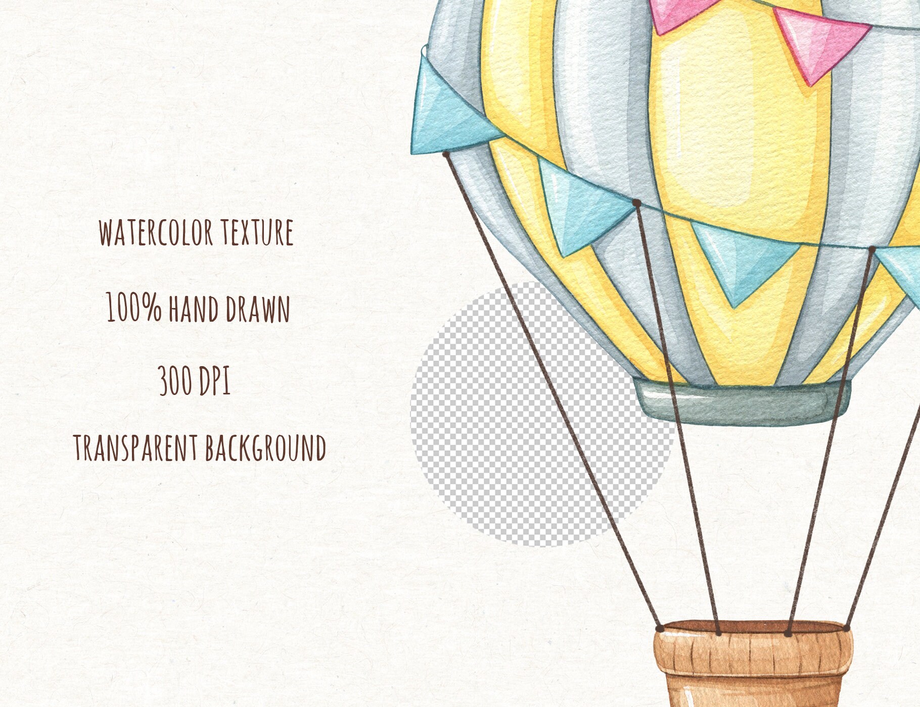 Watercolor Hot Air Balloons Clipart, Nursery Wall Decor, PNG - Etsy