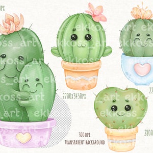 Kawaii Cactus Clipart, Digital Kawaii Stickers, Printable PNG - Etsy
