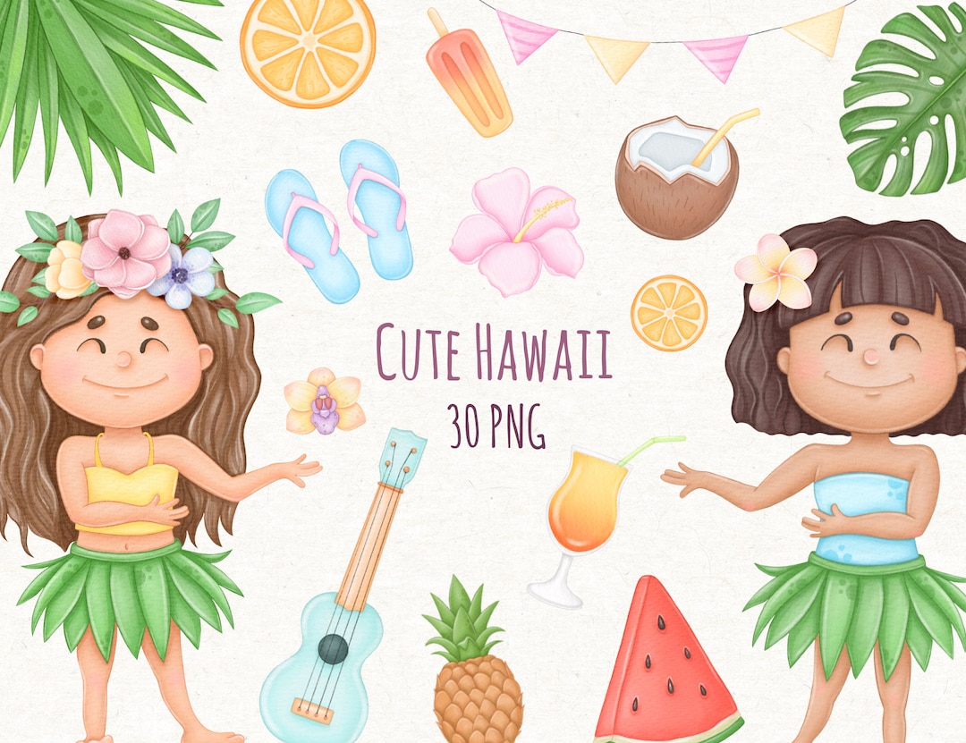 Hawaii Aloha Watercolor Clipart, Summer, Tropical, Png - Etsy