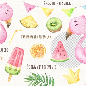 Summer Flamingo Clipart, Watercolor Tropical Png, Sublimation Donwload ...