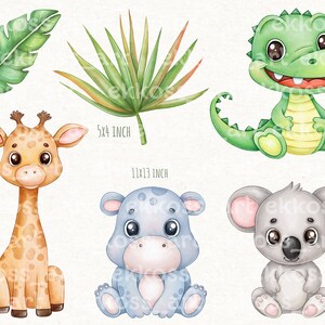 Watercolor Safari Animals Clipart, PNG Jungle Clipart, Digital Download ...