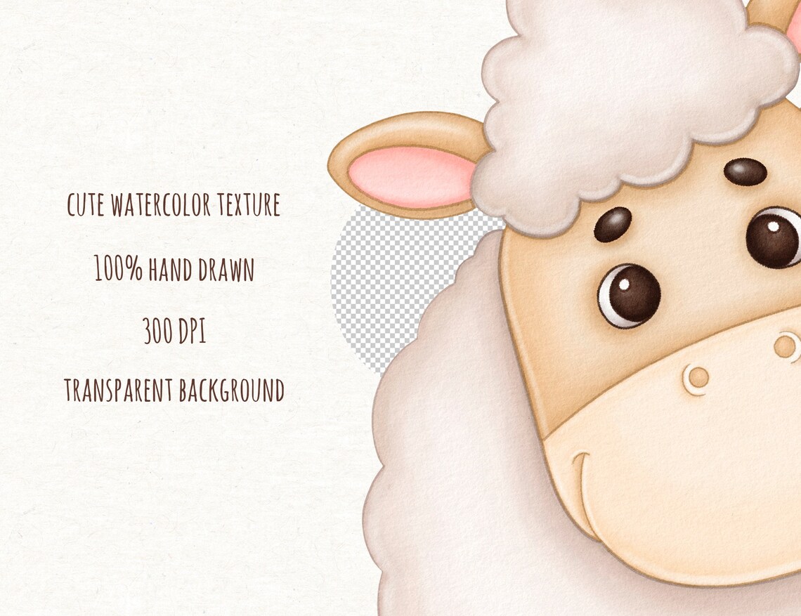 Cute Farm Clipart Farm Animals Watercolor Png | Etsy