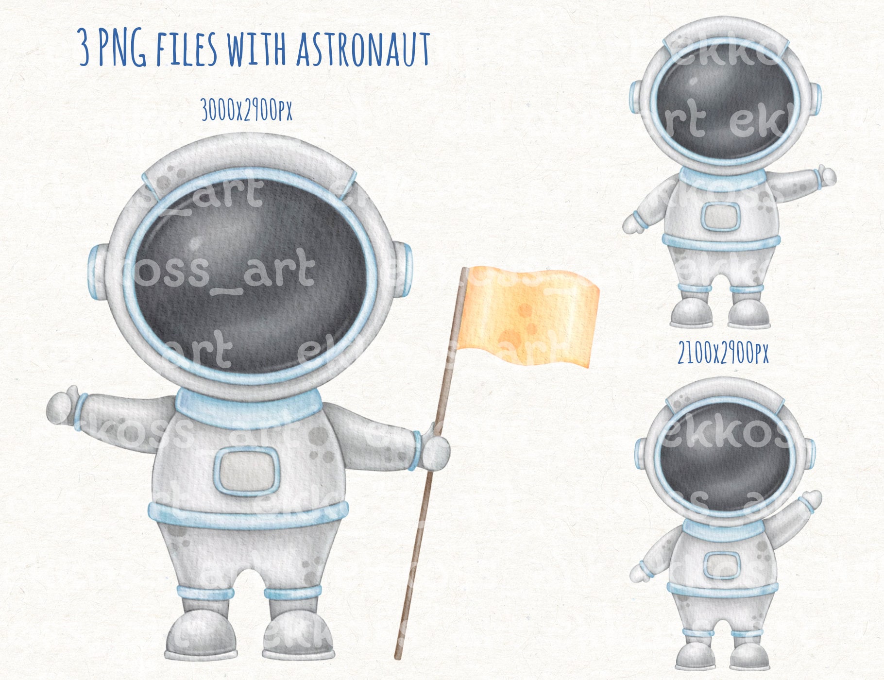 Astronaut and Space Watercolor Clipart Space Digital Print - Etsy