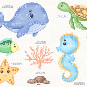 Sea Animals Clipart, Ocean Clipart, Digital Download, Png - Etsy