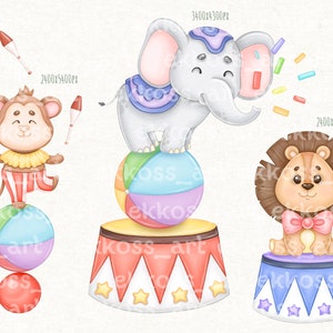 Circus and Animals Watercolor Clipart, Baby Shower Printable - Etsy