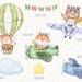 Watercolor Cute Pilot Animals Airplan Nursery Art Png - Etsy