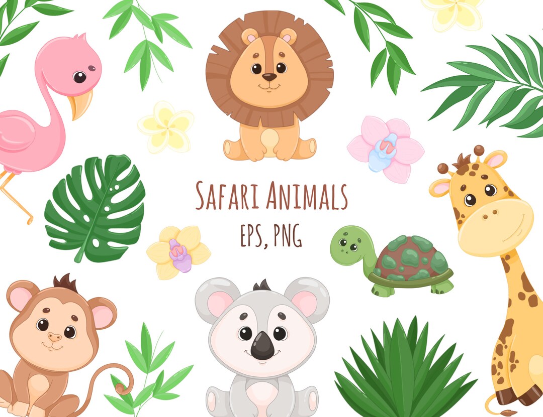 Safari Animals EPS, PNG, Jungle Vector Clipart - Etsy