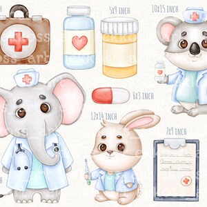 Doctor Animal Watercolor Clipart, Medical Clip Art, Png - Etsy