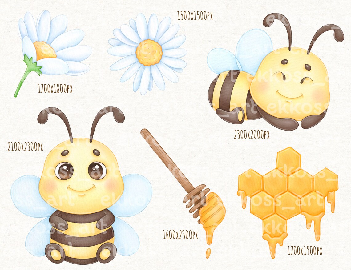 Cute Bee Png Honey Bee Watercolor Clipart Sublimation Png - Etsy