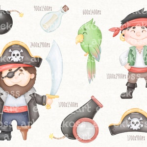 Cute Pirates Children Clipart, Ocean Watercolor Clipart - Etsy