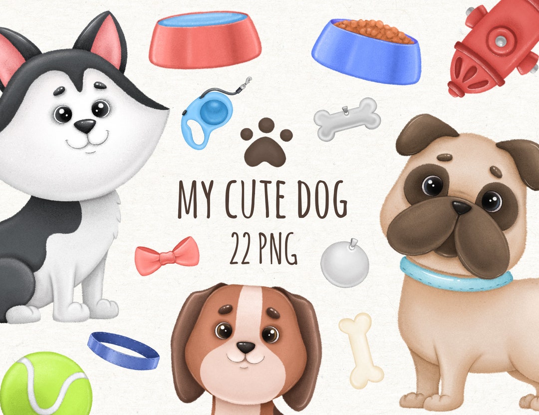 Cute Dog Clipart PNG, Puppies Digital Illustrations, Digital Download ...