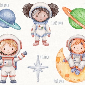 Astronaut Children Watercolor Clipart, Space Clipart PNG - Etsy