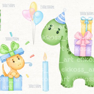 Dinosaur Birthday Watercolor Clipart, Dino Theme Birthday Party PNG - Etsy