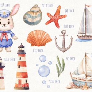 Cute Sailor Animals Watercolor Clipart, Nautical Nursery Clipart, Under ...