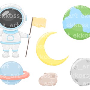 Astronaut and Space EPS Clipart, Space Vector Print, Instant Download ...