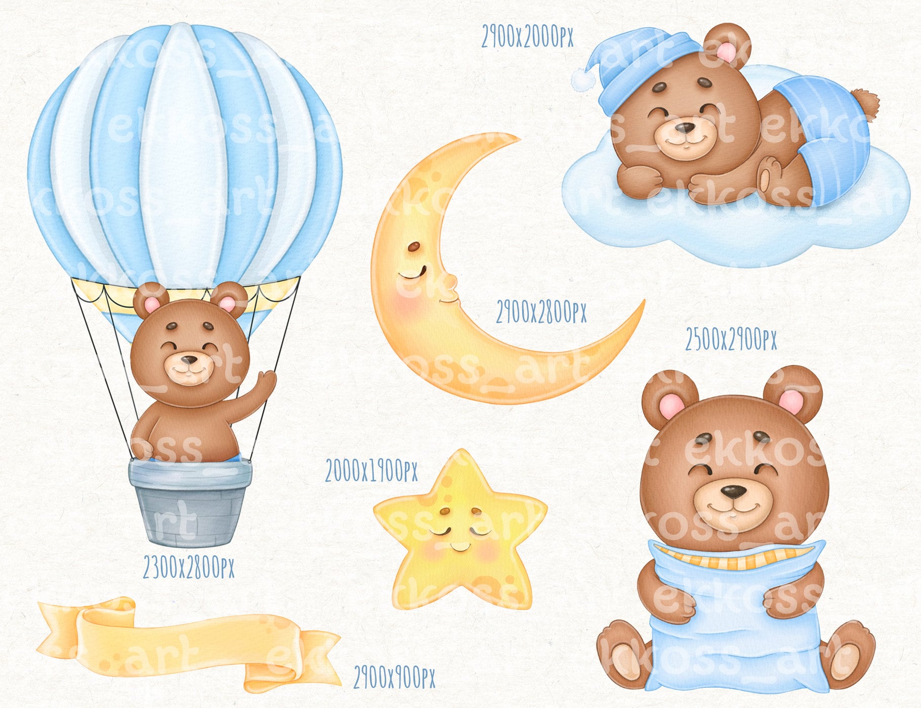 Sleeping Bear Clipart Baby Shower Boy Png - Etsy