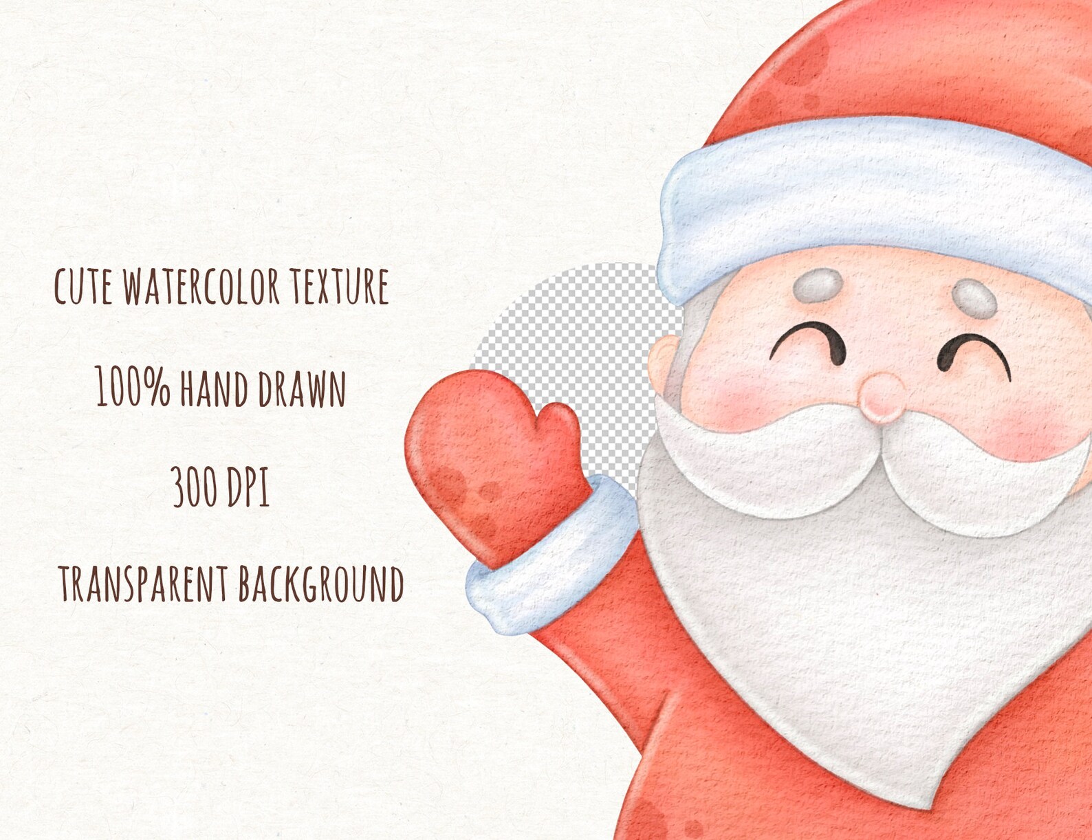 Watercolor Santa Claus Clip Art Cute Christmas Clipart Png | Etsy