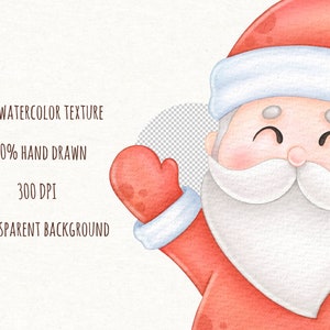 Watercolor Santa Claus Clip Art, Cute Christmas Clipart Png, Digital ...