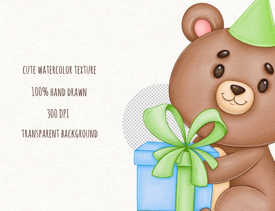 Cute Animal Birthday Watercolor Clipart First Birthday Png - Etsy