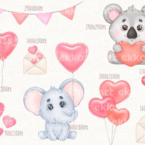 Valentines Day Watercolor Clipart, Cute Animals in Love PNG - Etsy