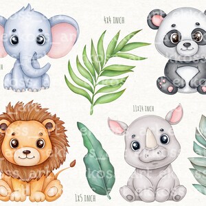 Watercolor Safari Animals Clipart, PNG Jungle Clipart, Digital Download ...
