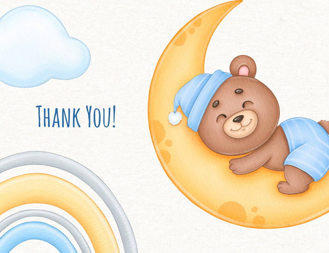 Sleeping Bear Clipart, Baby Shower Boy Png - Etsy