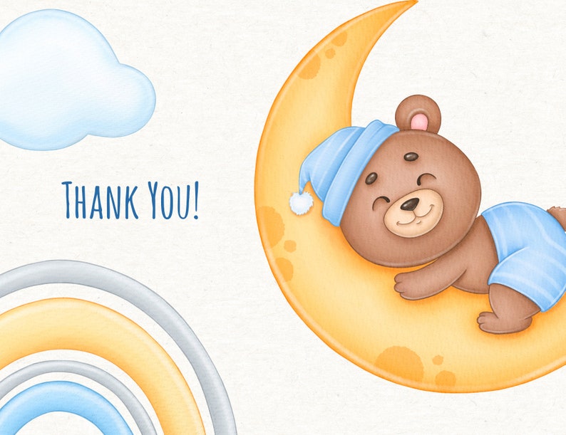 Sleeping Bear Clipart Baby Shower Boy Png - Etsy