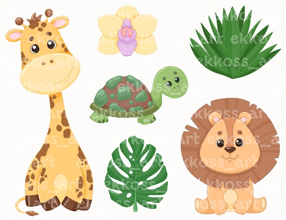 Jungle Animals Clipart Digital Vector Safari Animals Etsy Zoo