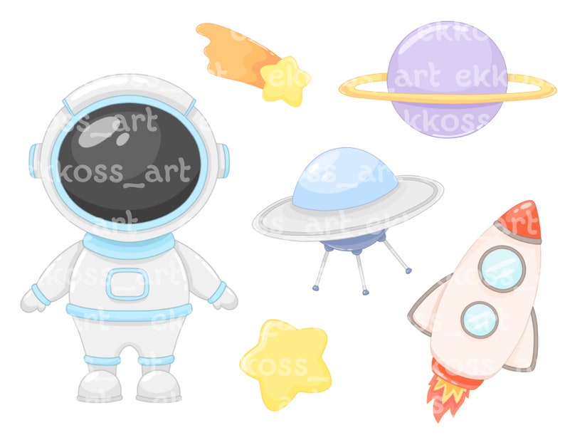 Astronaut and Space EPS Clipart, Space Vector Print, Instant Download ...
