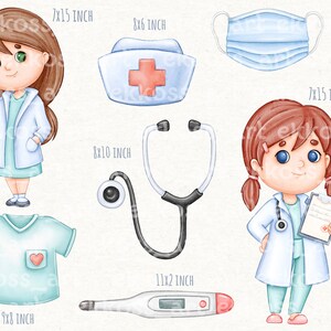 Nurse and Doctor Clipart, Medical Watercolor Clip Art, Png - Etsy UK