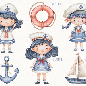 Cute Sailors Watercolor Clipart, Digital Nautical Png Clip Art - Etsy