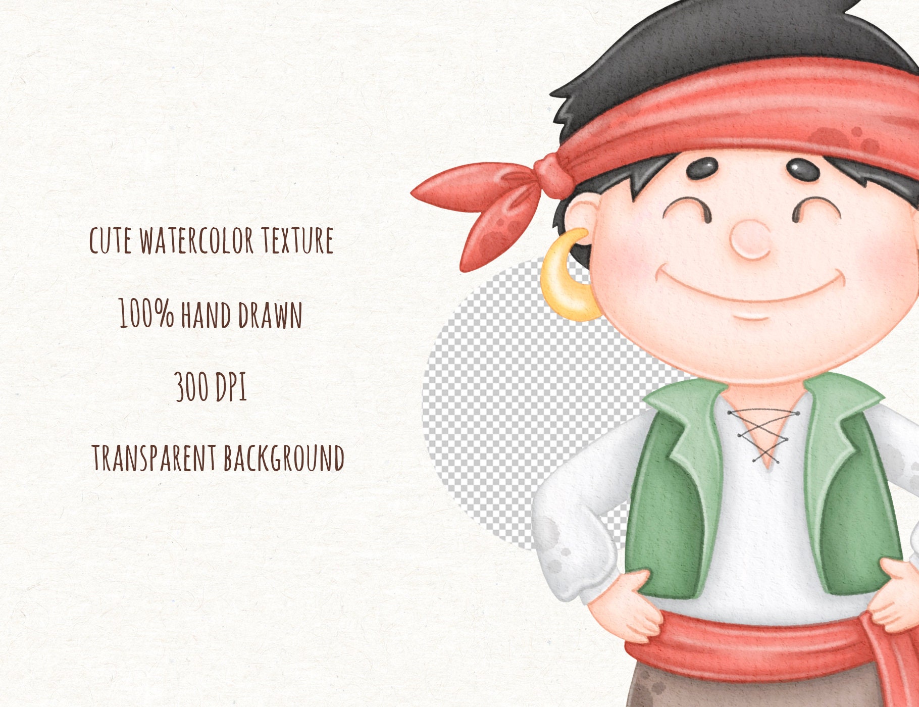 Cute Pirates Children Clipart Ocean Watercolor Clipart | Etsy