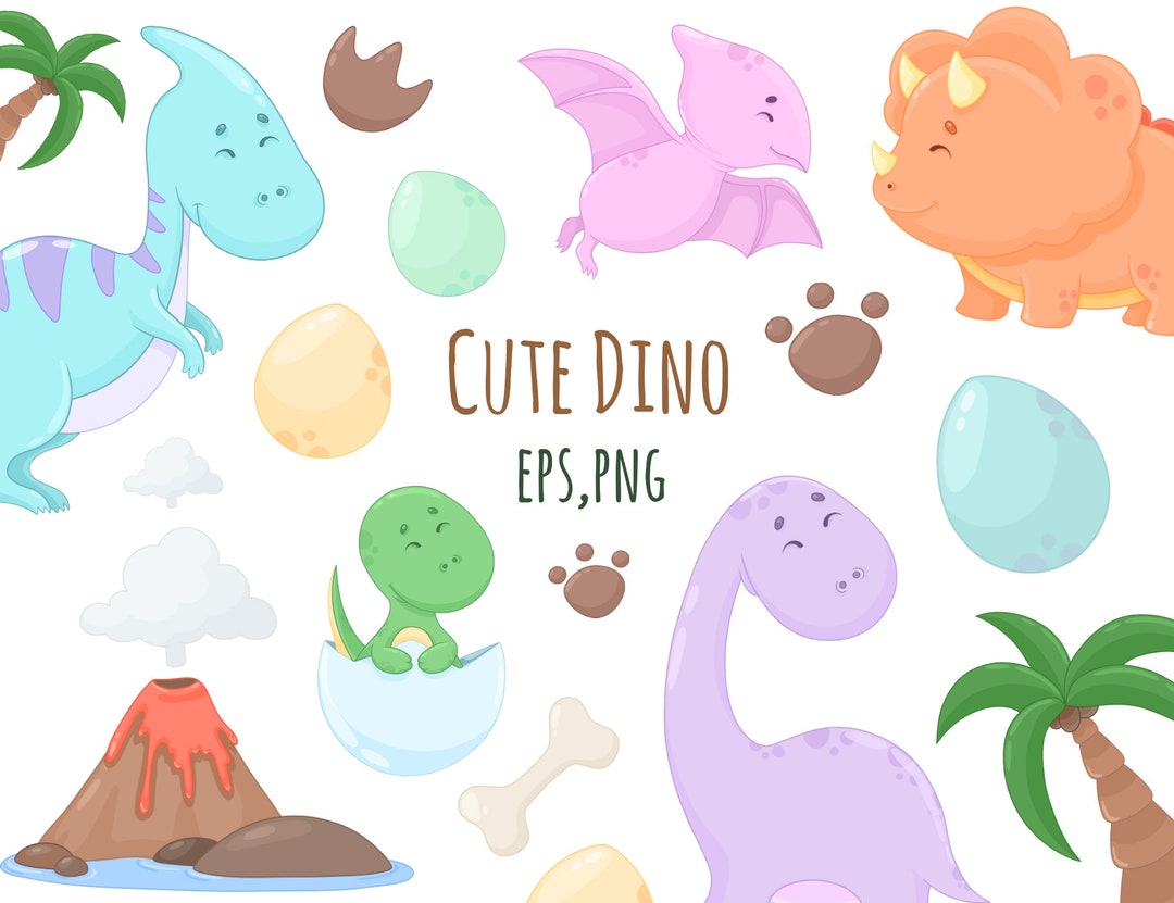 Dino Clipart, EPS, PNG, Instant Download - Etsy