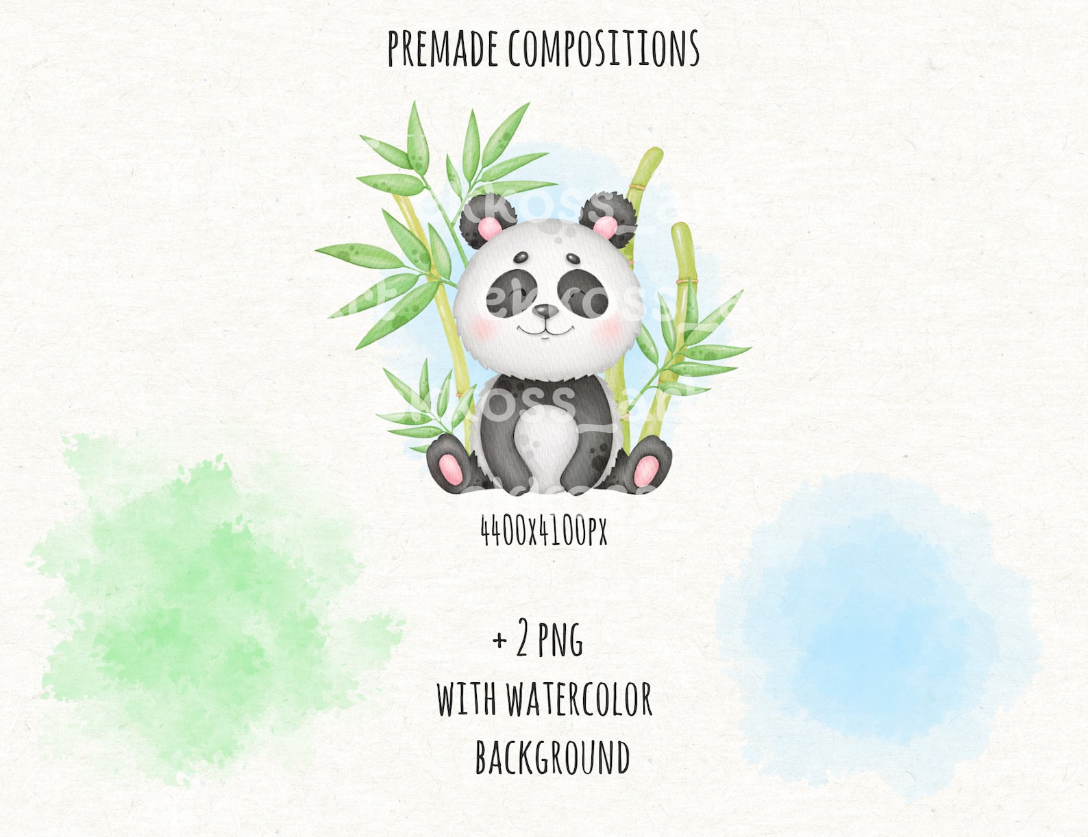 Watercolor Panda And Bamboo Clipart Digital Printable Art | Etsy