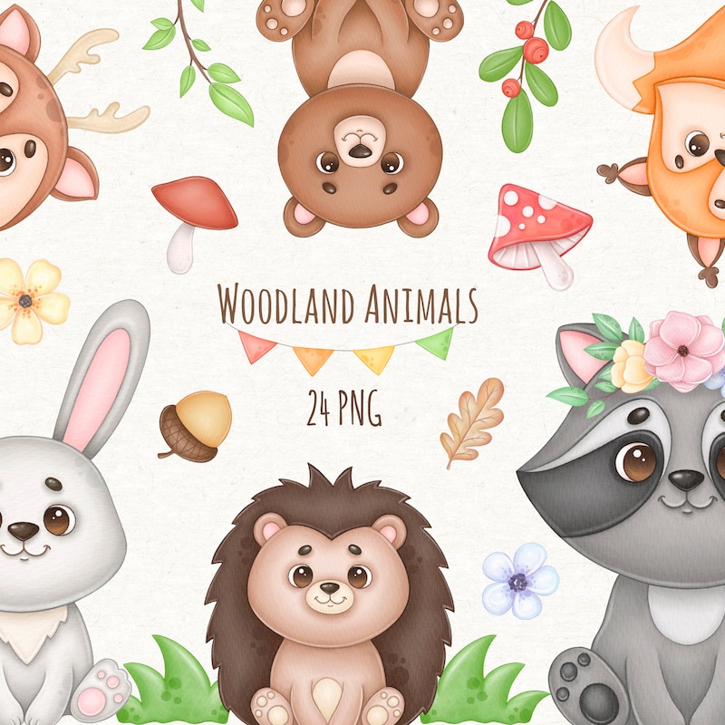 Woodland Animals Clipart - Etsy
