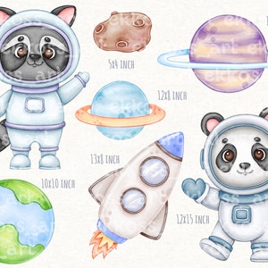 Space Animals Astronaut Watercolor Clipart, Space Nursery PNG - Etsy