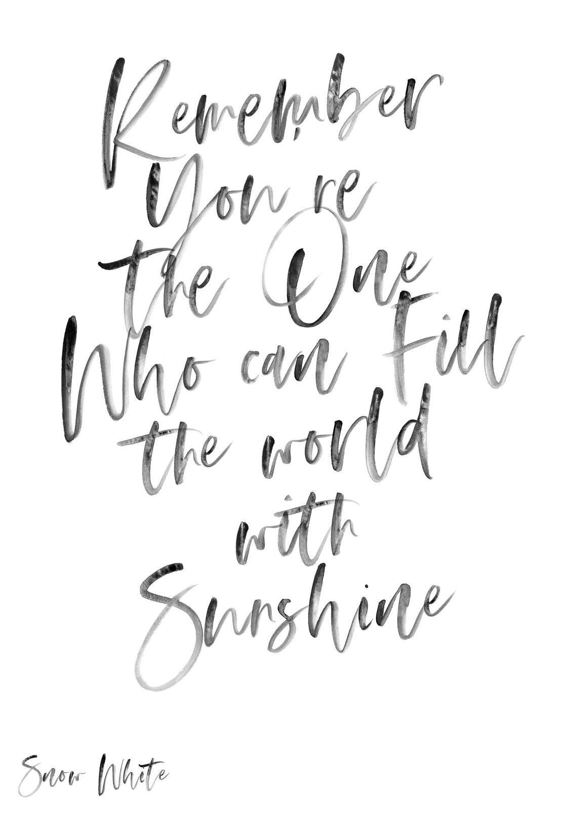 Hand Drawn Lettering, Snow White Digital Download Nursery Print, Disney ...